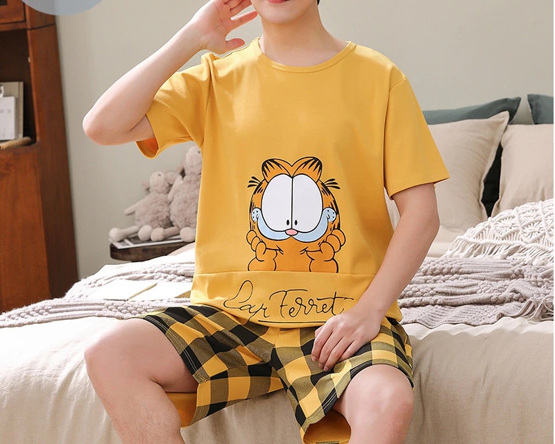 Garfield sommar pyjamas med korta ärmar för män • Alla-Pyjamas